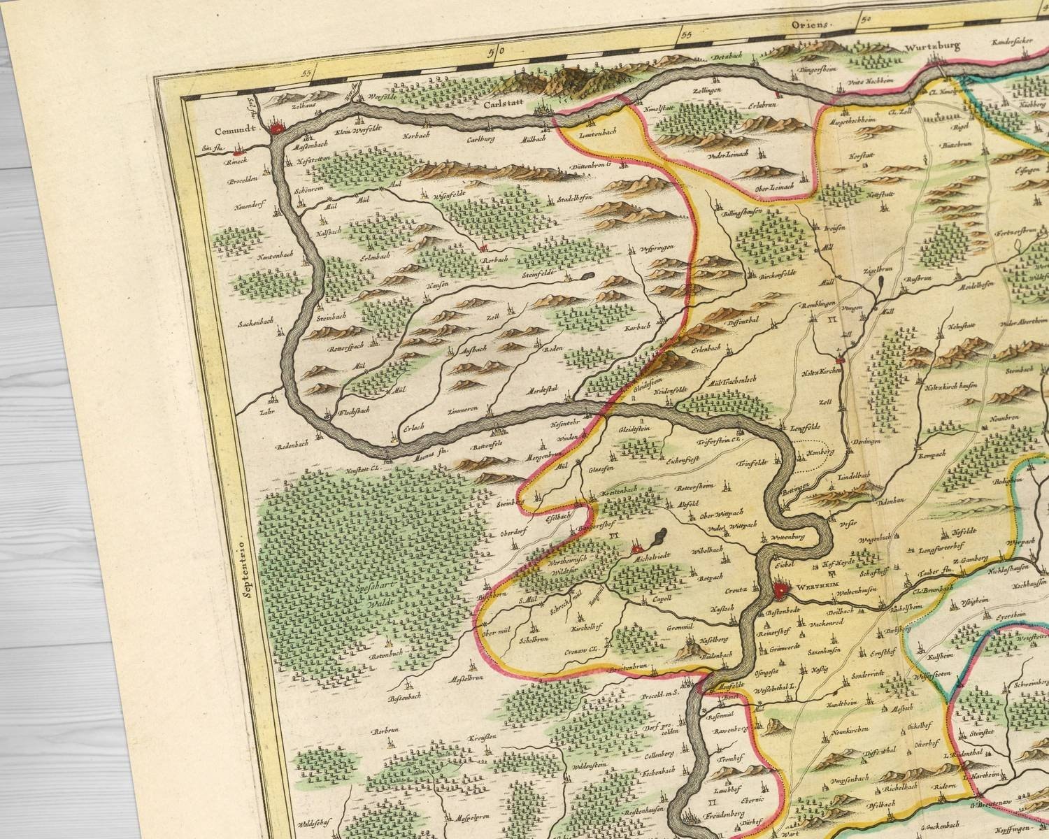 Main-tauber-kreis Old Map | tauberbischofsheim, Wertheim, Wrzburg ...