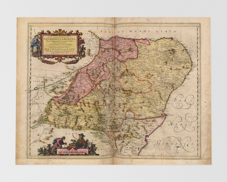 Map of Aberdeenshire } Old Scottish Map: Aberdeen, Banff, Royal Deeside ...