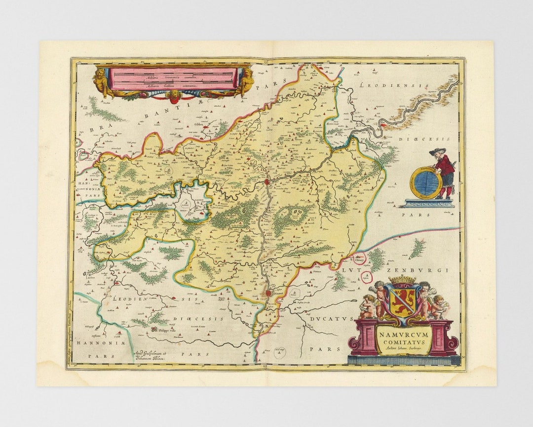 Wallonia Old Map Namur, Malonne, Jambes, Profondeville, Dinant, Belgium ...