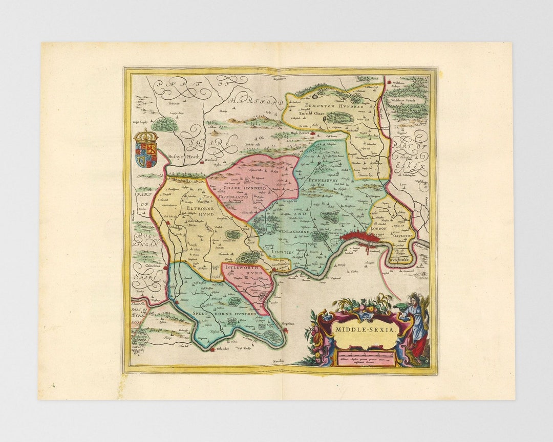 Map of West London } Old English Map: Shepherds Bush, Wembley, Chiswick ...