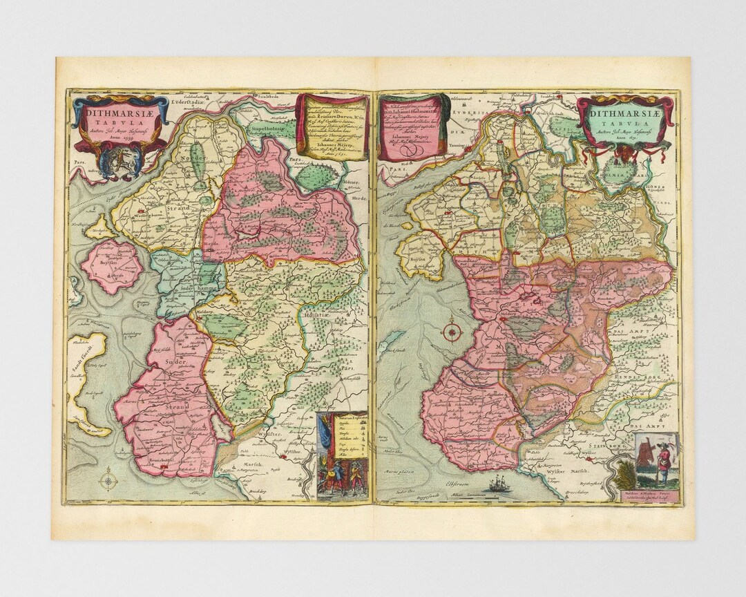 Map of Dithmarschen } Gift for German Dad: Busum, Meldorf ...
