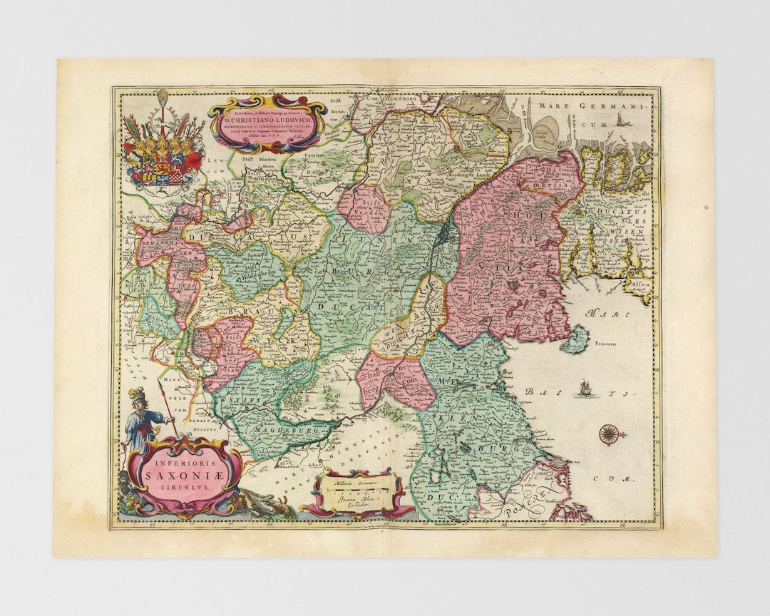 Old Map Northern Germany | Hamburg, Lbeck, Bremen, Hanover, Schwerin ...