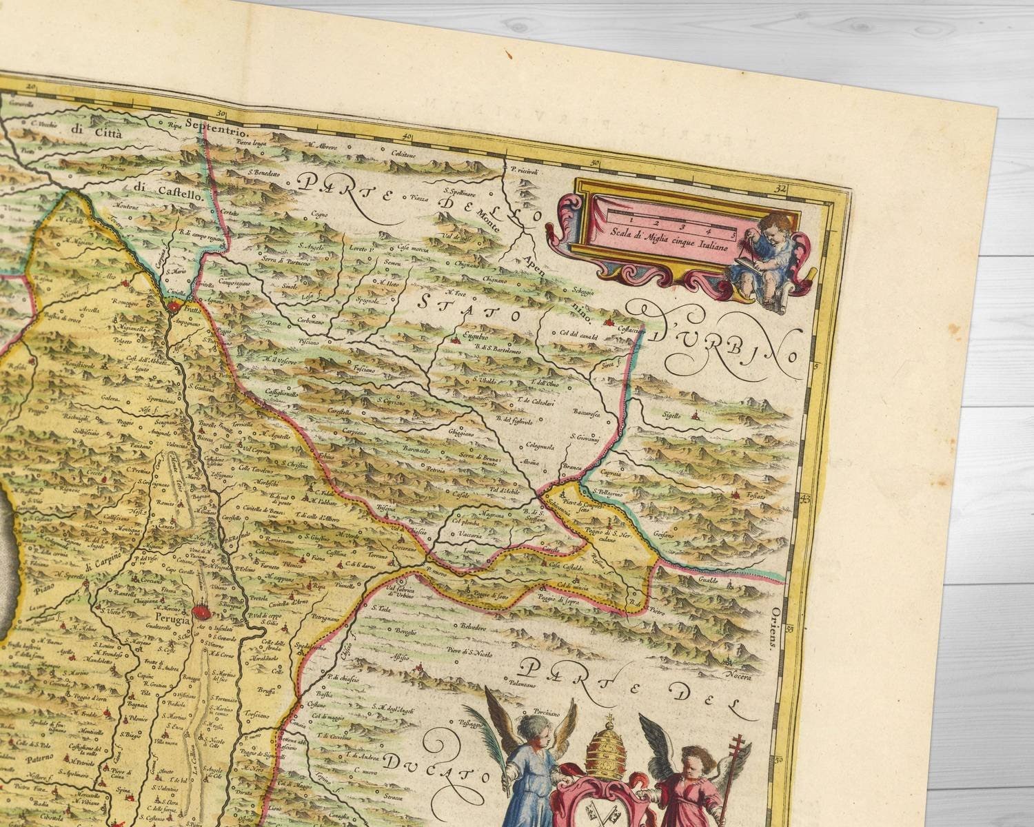 Umbria Old Map Perugia, Chiugiana, San Sisto, Bastia Umbra, Umbertide ...