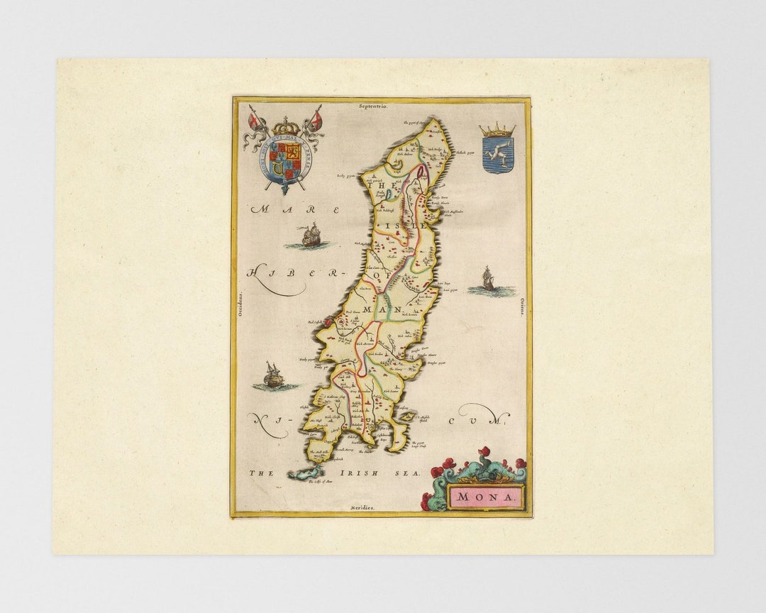 Old Map Isle of Man Douglas, Downpatrick, Glen Maye, Patrick, St Johns ...