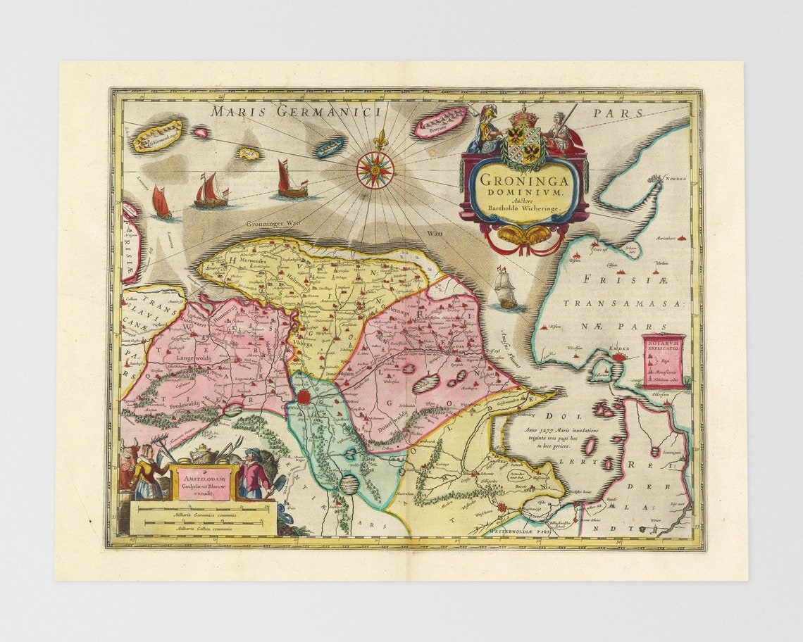 Groningen Old Map | appingedam, Uithuizen, Groningen, Delfzijl, Haren ...