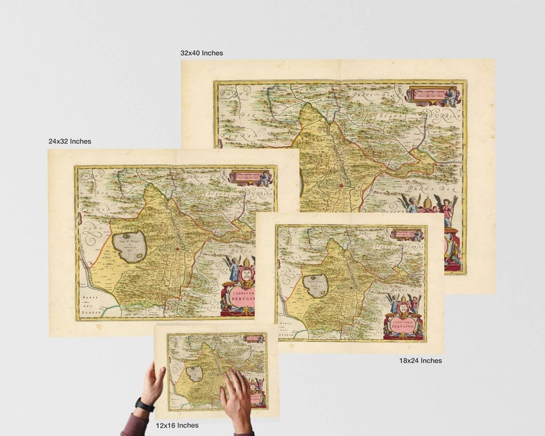 Umbria Old Map Perugia, Chiugiana, San Sisto, Bastia Umbra, Umbertide ...