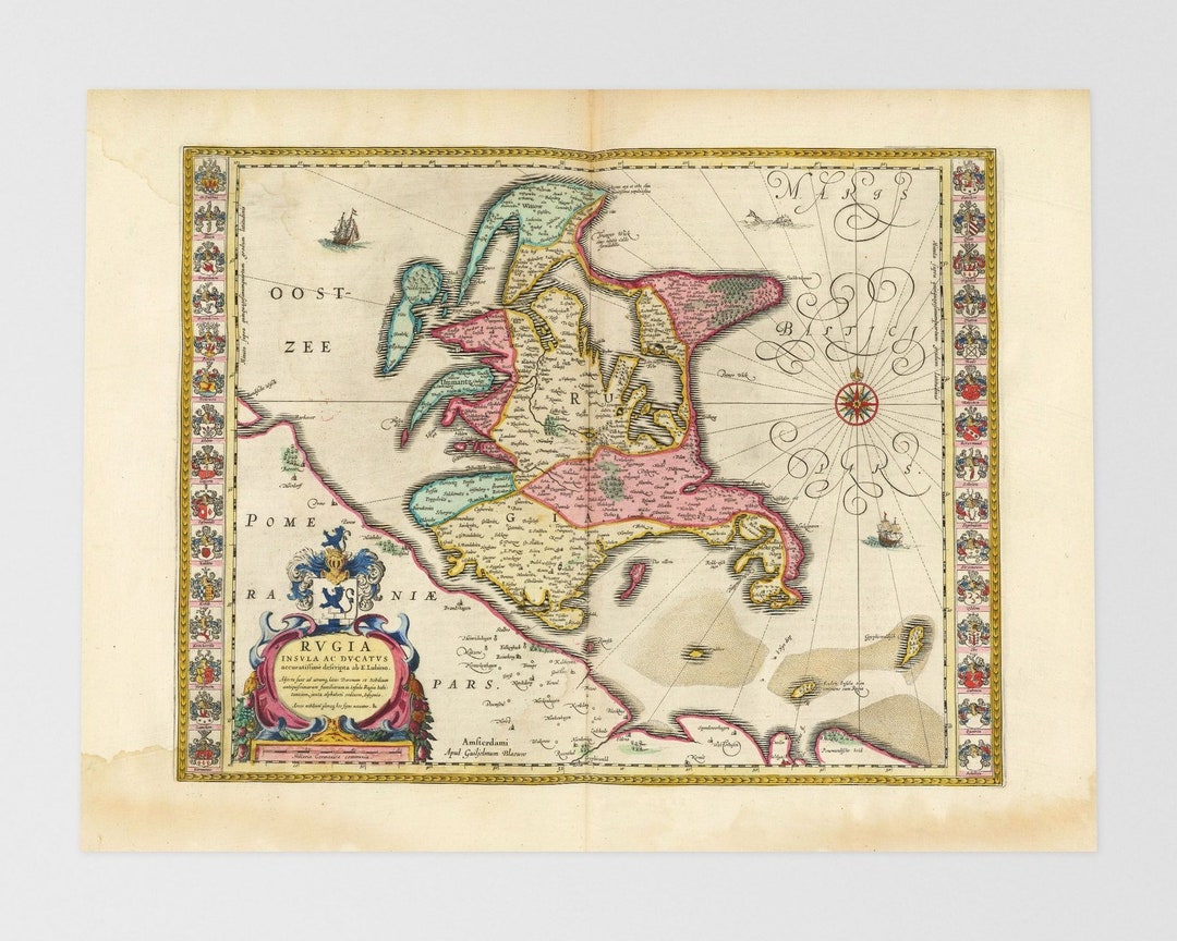 Map of Rügen } Gift for German Dad: Bergen Auf Rgen, Putbus, Garz - Etsy