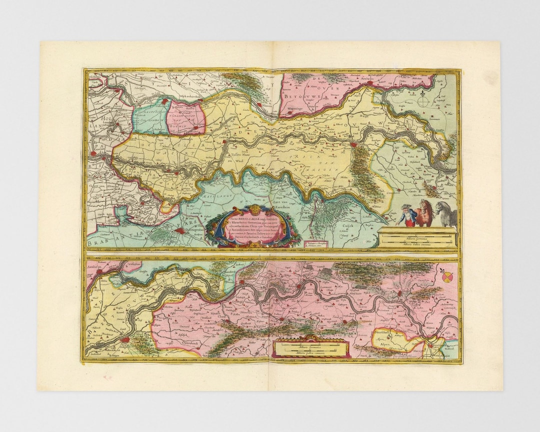 Old Map Land of Maas and Waal Druten, Heesch, Wijchen, Oss, Tiel ...