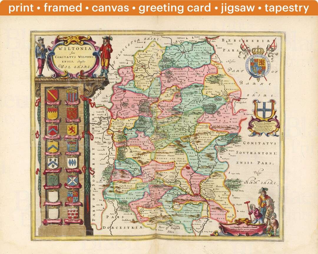 Wiltshire Old Map Bath Devizes Westbury Chippenham - Etsy