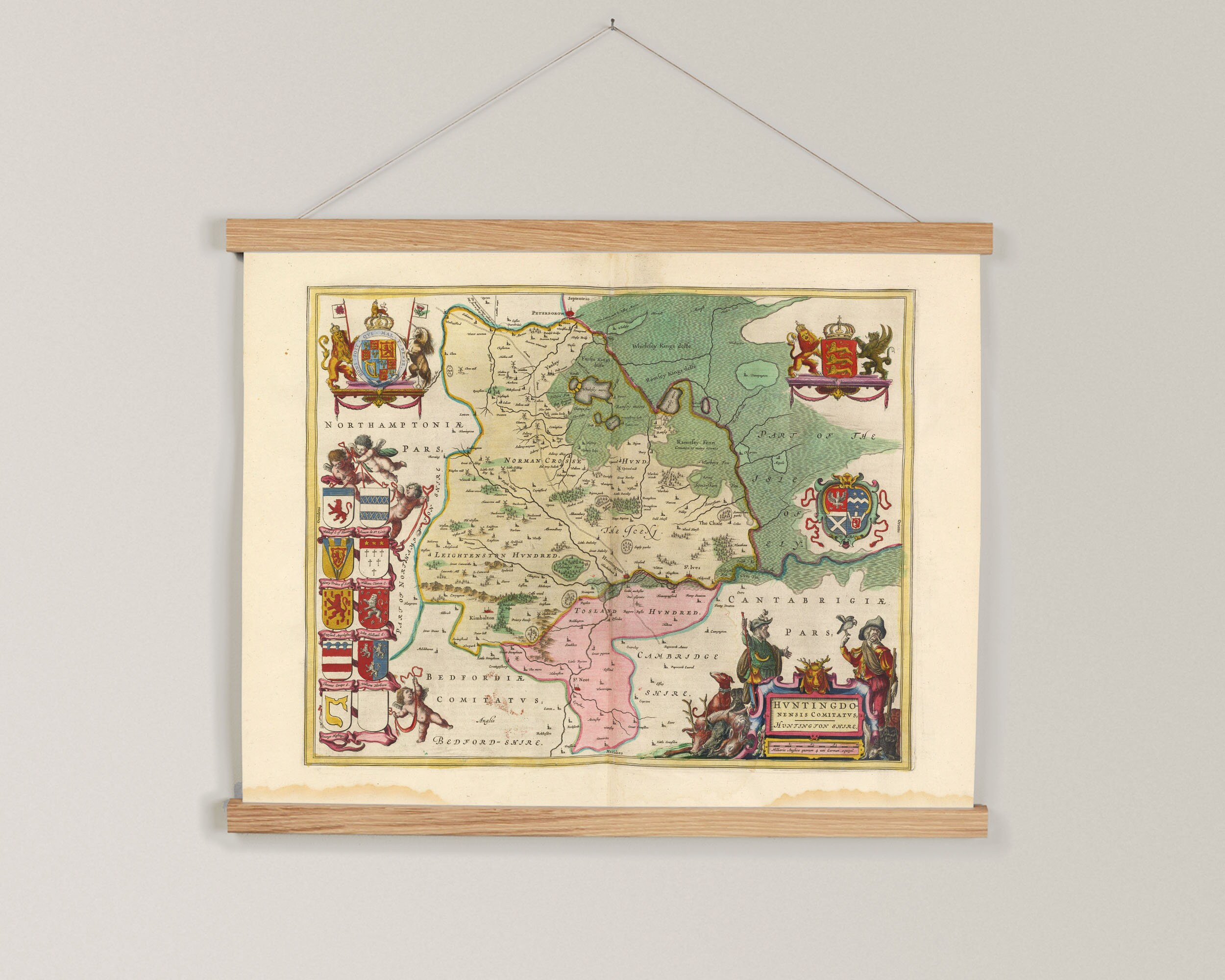 Huntingdonshire Old Map Huntingdon Wyton Woodwalton Great - Etsy UK