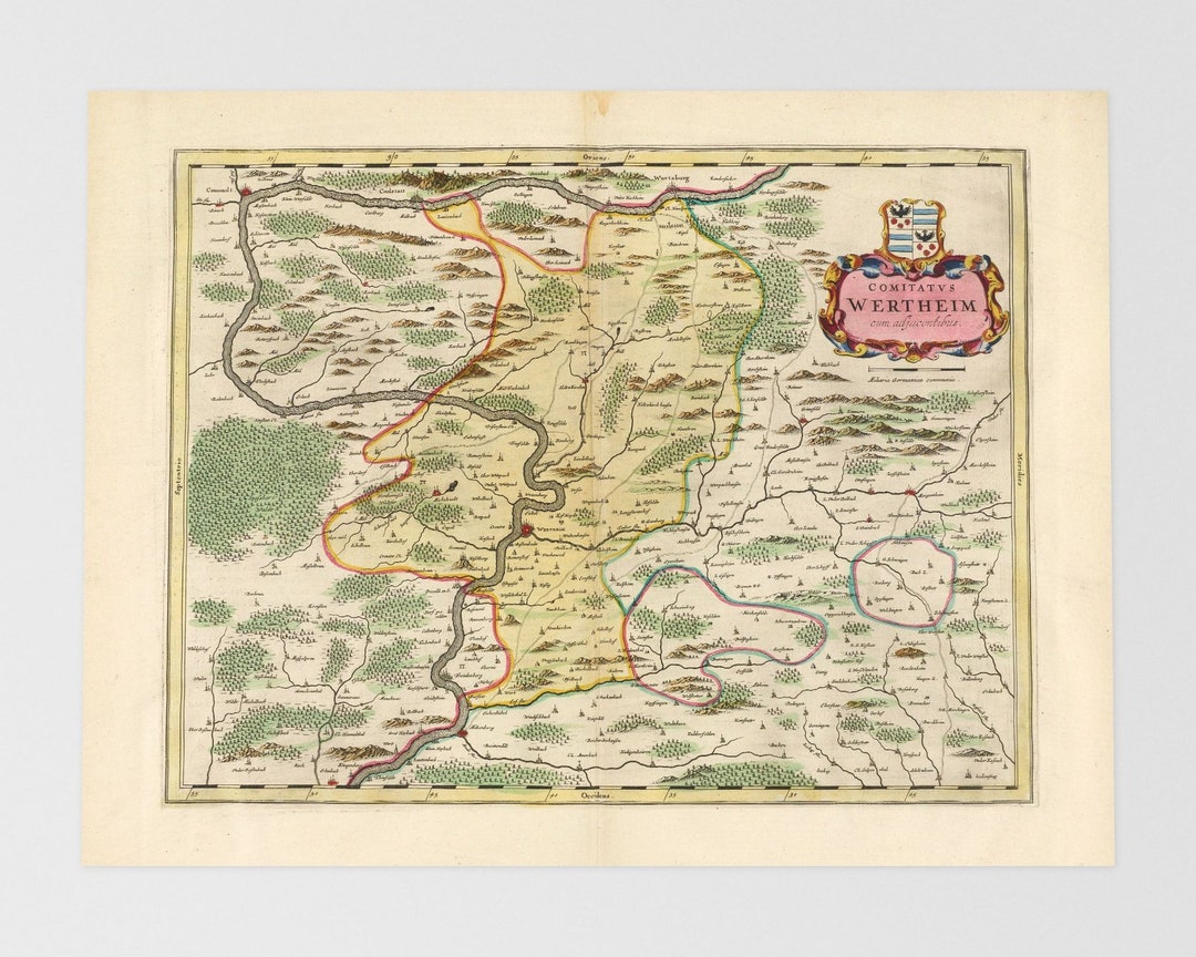 Main-tauber-kreis Old Map | tauberbischofsheim, Wertheim, Wrzburg ...