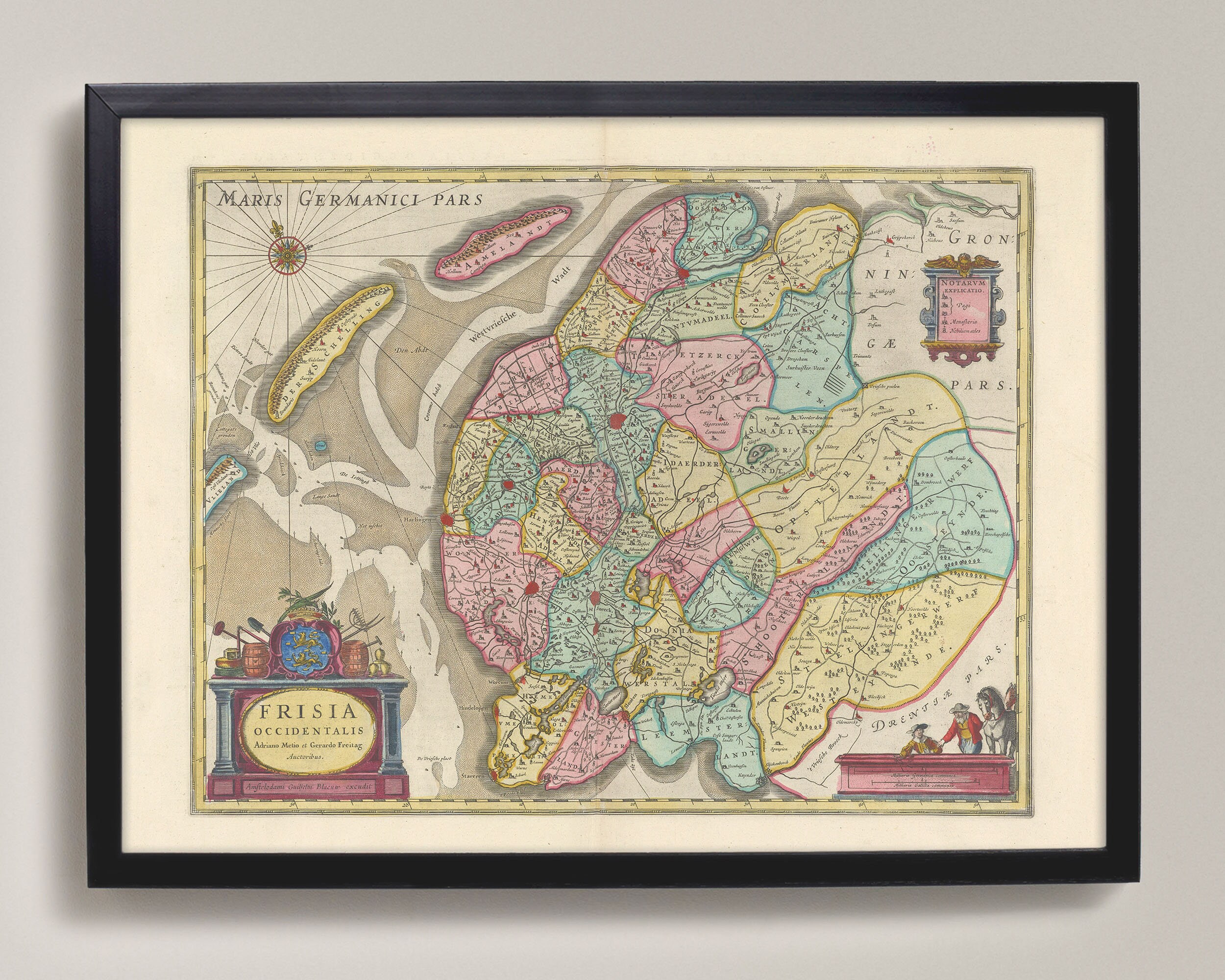 Friesland Old Map Leeuwarden Sneek Franeker Dokkum - Etsy