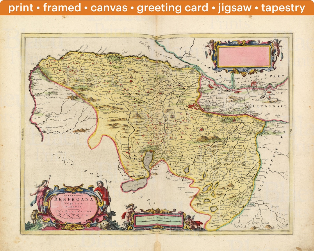 Renfrewshire Old Map Johnstone Paisley Kilbarchan - Etsy