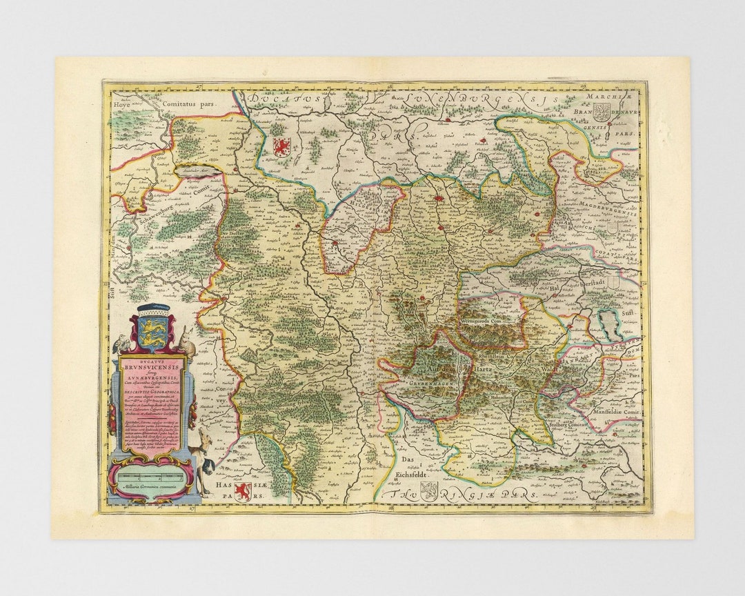 Brunswick-lüneburg Old Map Hildesheim, Salzgitter, Langelsheim ...