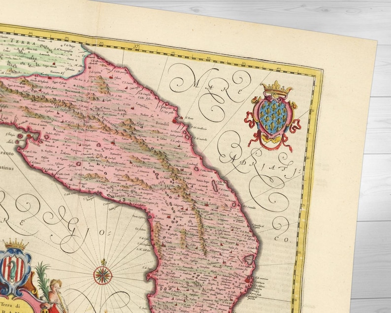Map of Taranto } Italian Map: Manduria, Sava, Taranto - Etsy
