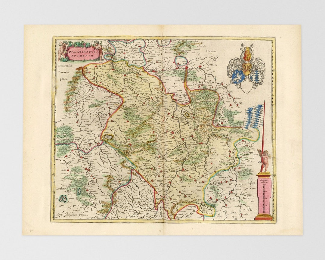 Germany Old Map Mannheim, Schifferstadt, Grnstadt, Bad Drkheim ...