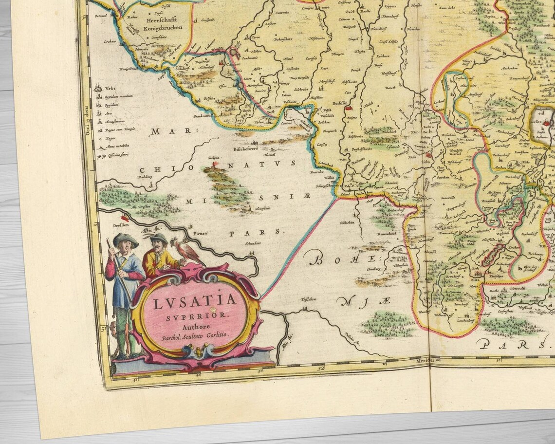Map of Upper Lusatia } Old German Map: Bautzen Budyin, Lbau, Weienberg ...