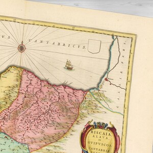 Basque Country Old Map Durango, Azkoitia, Azpeitia, Bergara, Arrasate ...