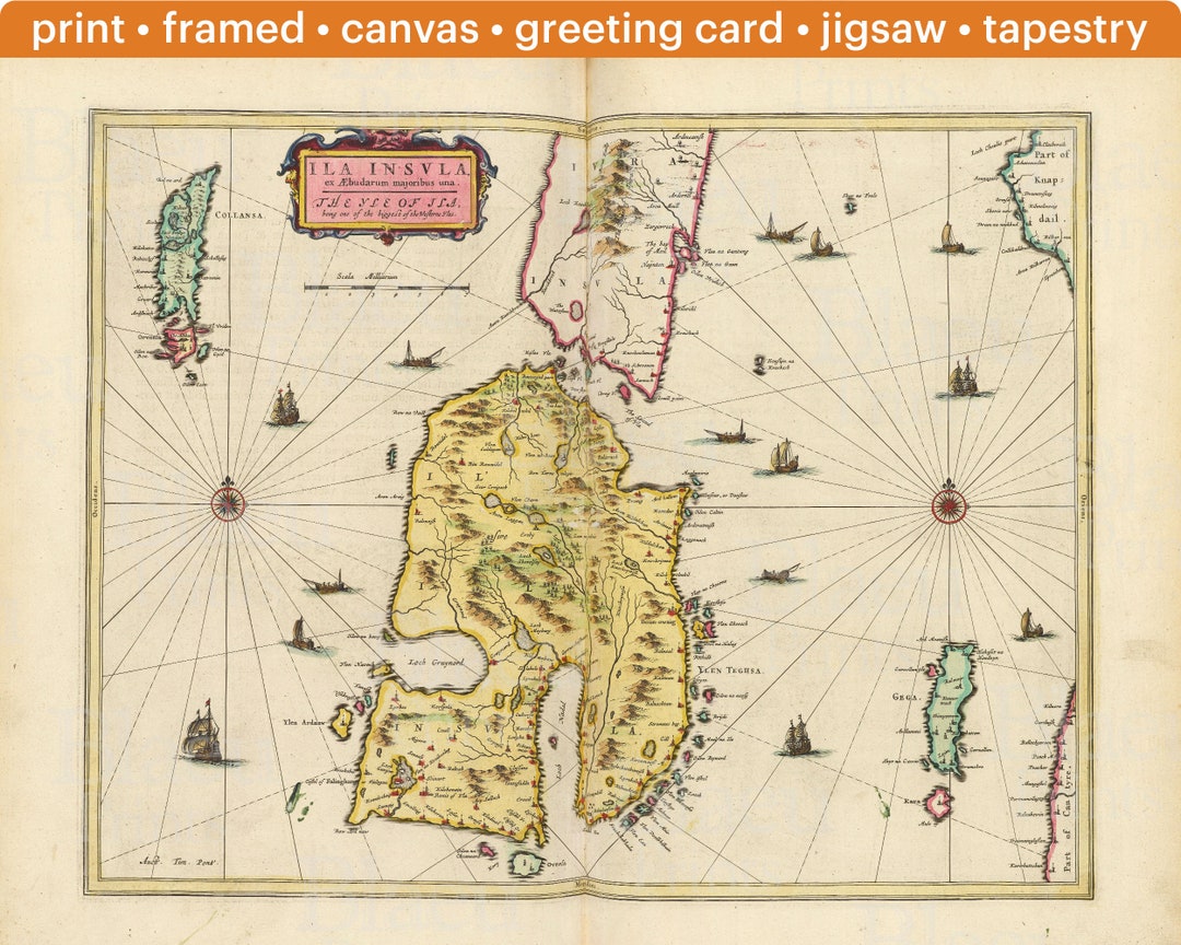 Islay Old Map Port Askaig Ballygrant Keills Bowmore - Etsy