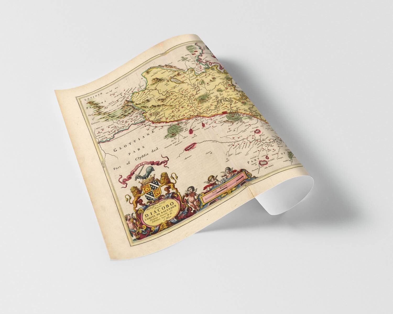 Stirlingshire Old Map Print Shows Cumbernauld, Coatbridge, Airdrie ...