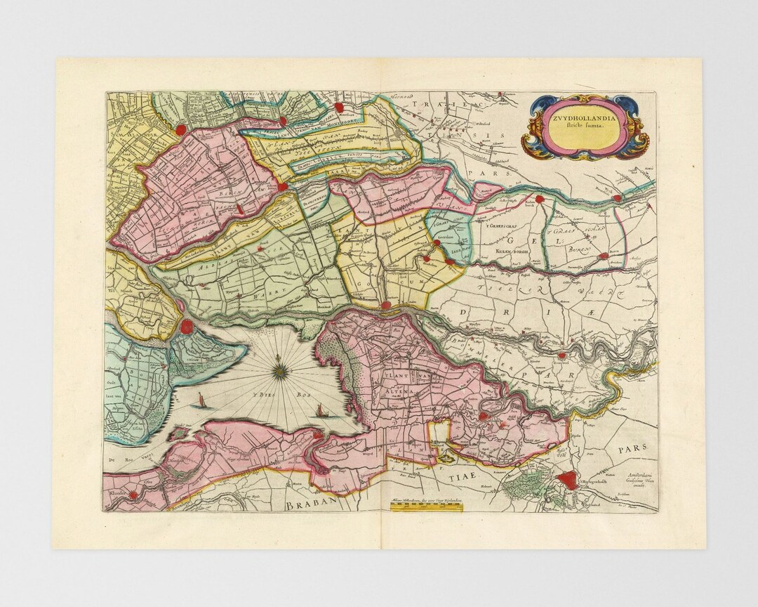Old Map South Holland Gorinchem, Leerdam, Schoonhoven, Werkendam ...