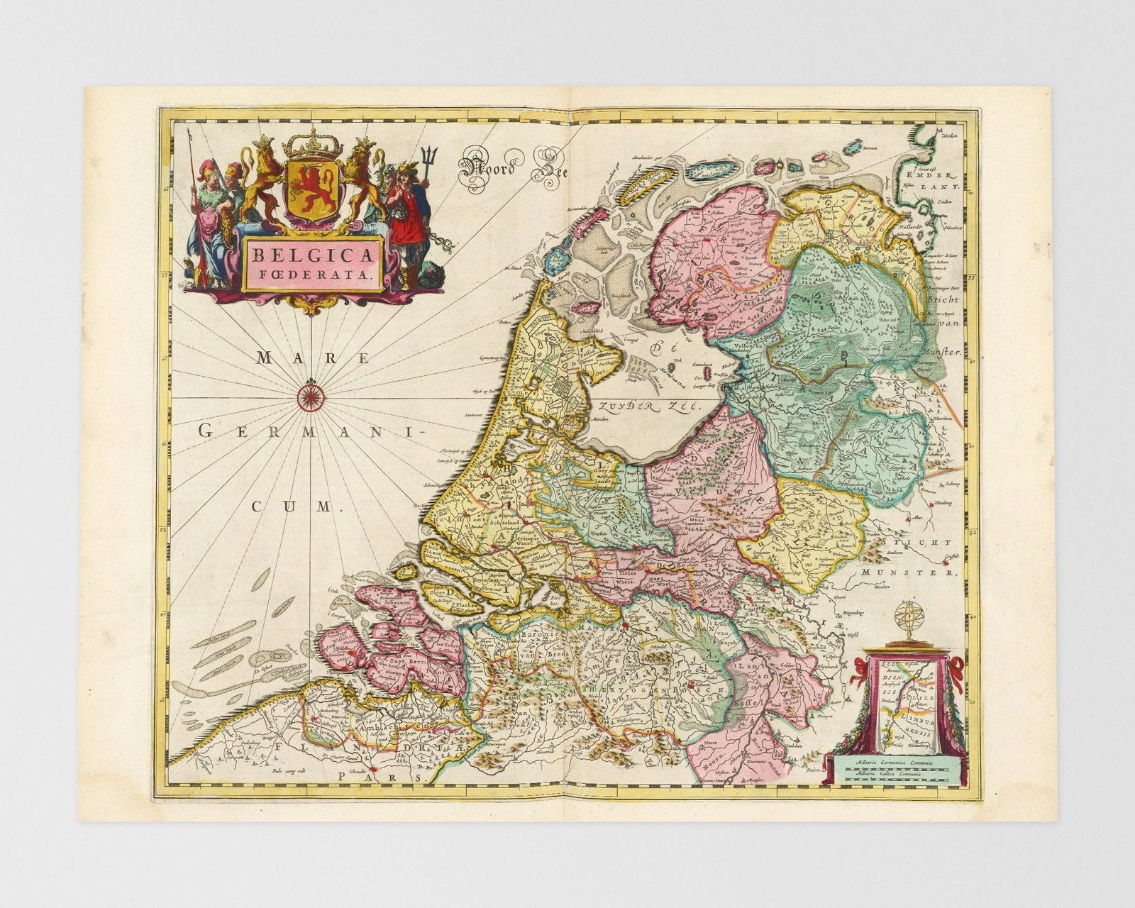 Old Map Netherlands Utrecht, Leiden, Amsterdam, Haarlem, Amersfoort ...