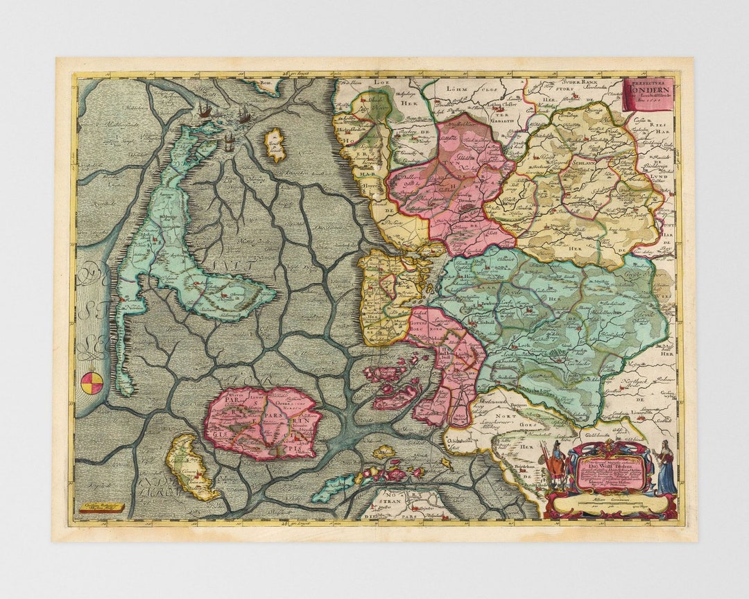 Old Map North Frisia Niebll, Galmsbll, Emmelsbll Horsbll, Neukirchen ...