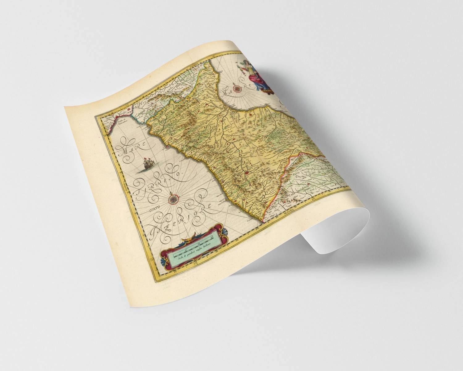 Cosenza, Calabria Old Map Acri, Cosenza, Paola, Montalto Uffugo, Rende ...