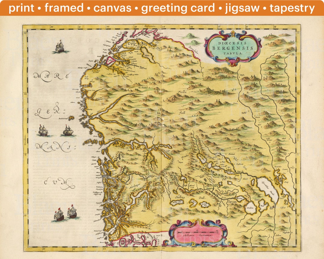 Norway Oppland Old Map Leikanger Vossevangen Lillehammer - Etsy