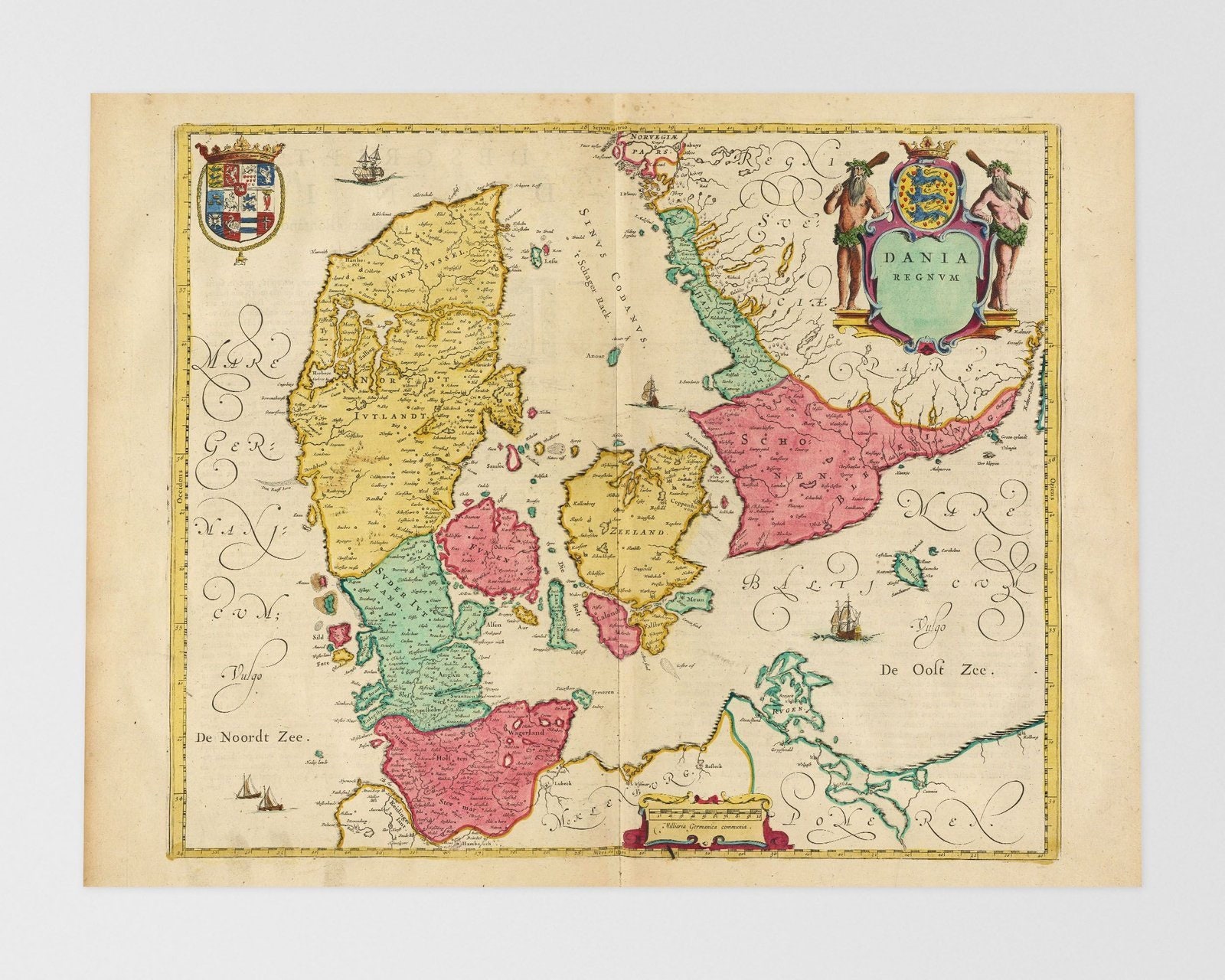 Scandinavia Old Map Copenhagen, Malm, Roskilde, Sor, Aarhus ...