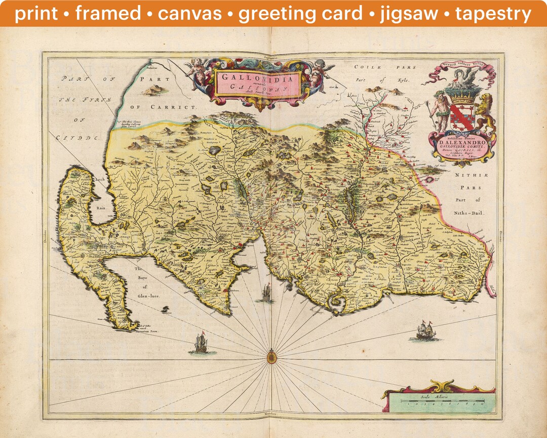 Dumfries and Galloway Old Map Wigtown Newton Stewart - Etsy