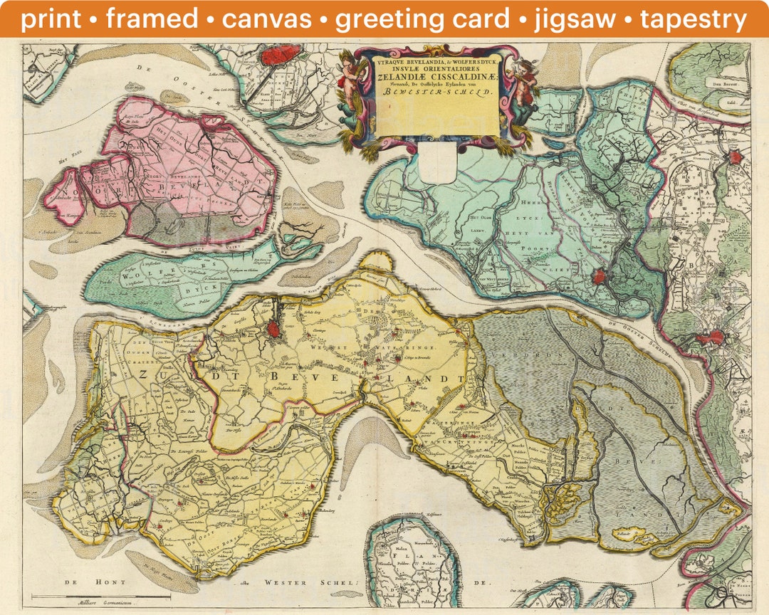 Zeeland Old Map Yerseke Goes Biezelinge Kattendijke - Etsy