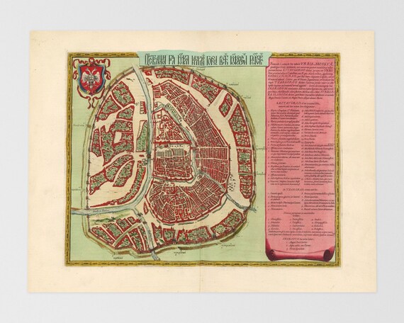 Red Square And Kremlin Map Old Map Of Moscow By Ivan Marchenkov, 1789:
