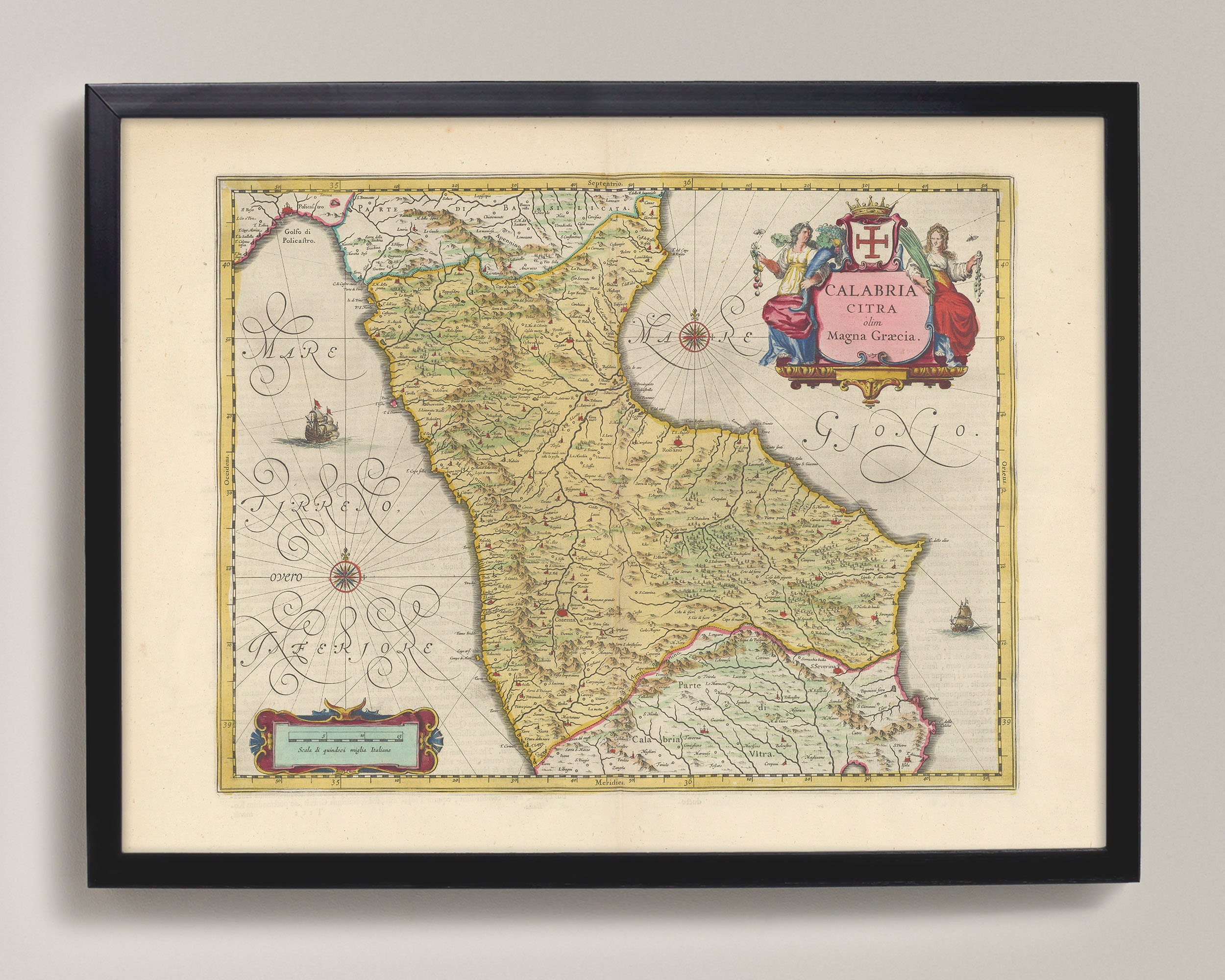 Cosenza Calabria Old Map Acri Cosenza Paola Montalto - Etsy