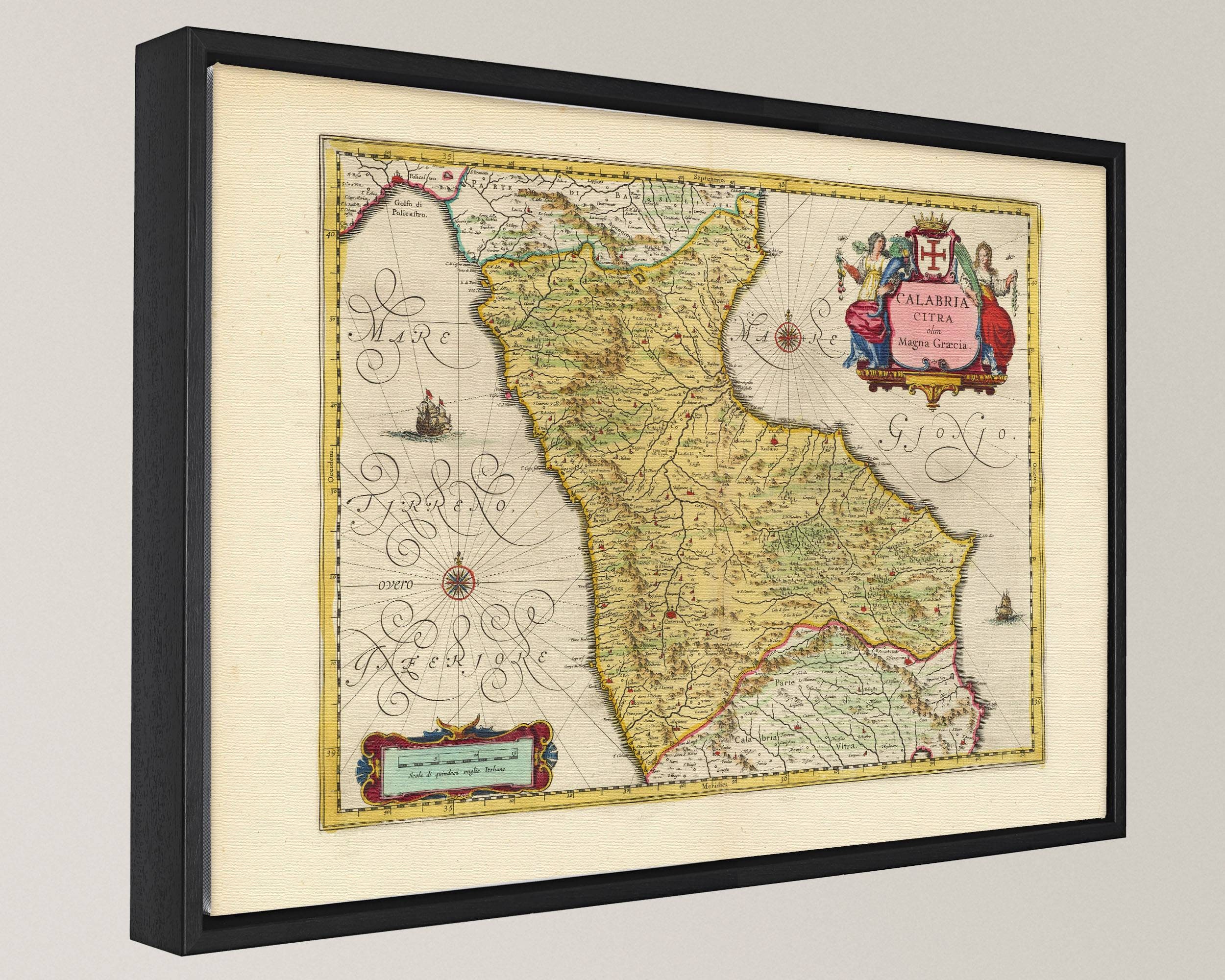 Cosenza Calabria Old Map Acri Cosenza Paola Montalto - Etsy