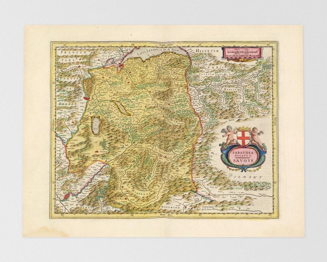 Map of Savoy } Italian Map: Sallanches, Ugine, Passy - Etsy