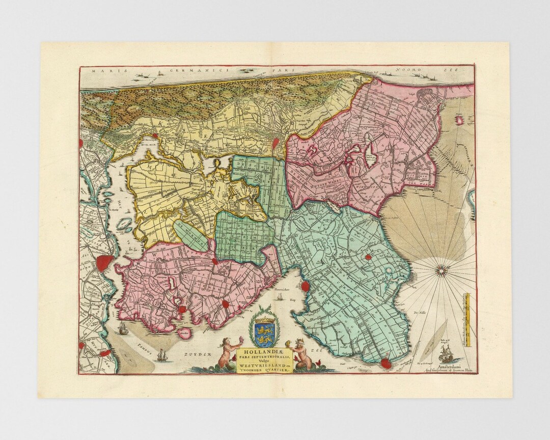 Old Map North Holland Heerhugowaard, Alkmaar, Heiloo, Hoorn, Purmerend ...