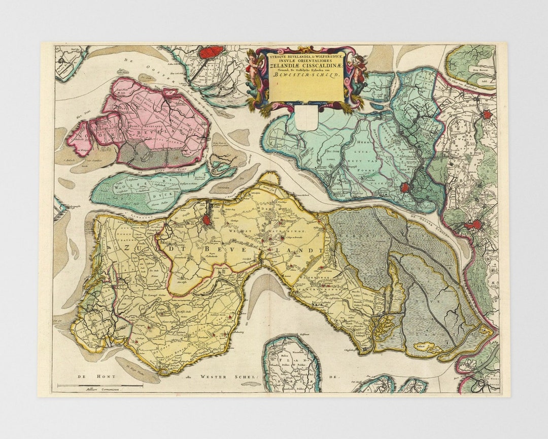 Zeeland Old Map Yerseke, Goes, Biezelinge, Kattendijke, Kapelle ...