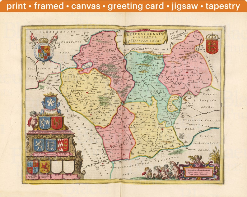 Leicestershire Old Map Leicester Oadby Wigston - Etsy