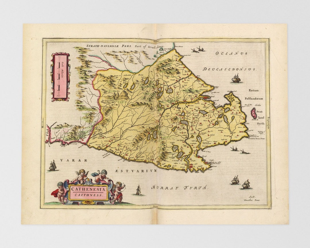 Caithness Old Map Watten, Houstry, Halkirk, Wick, Thurso, Northern ...