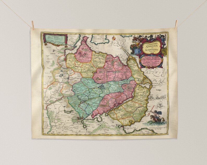 Schleswig-holstein Old Map Flensburg Husby Glucksburg - Etsy