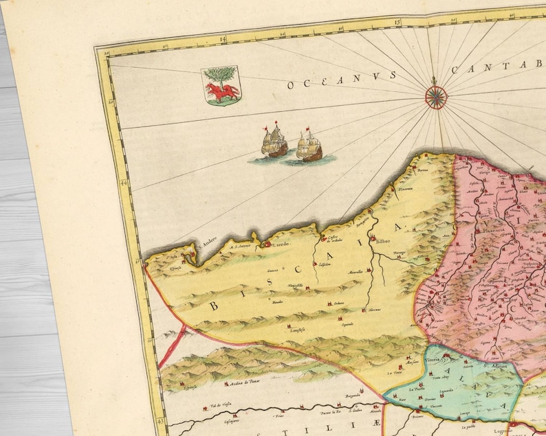 Basque Country Old Map Durango, Azkoitia, Azpeitia, Bergara, Arrasate ...