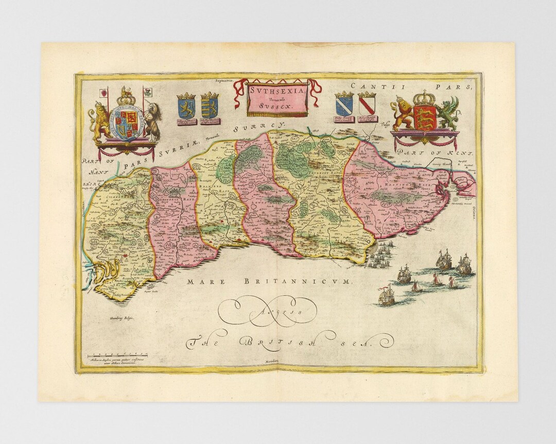 Old Map Kent | White Cliffs of Dover – Lewes, Wartling, Shottermill ...