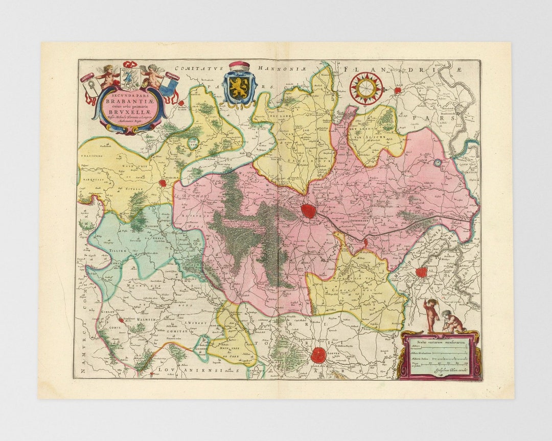 Old Map Brussels Bruxelles Brussel, Etterbeek, Anderlecht, Belgium ...