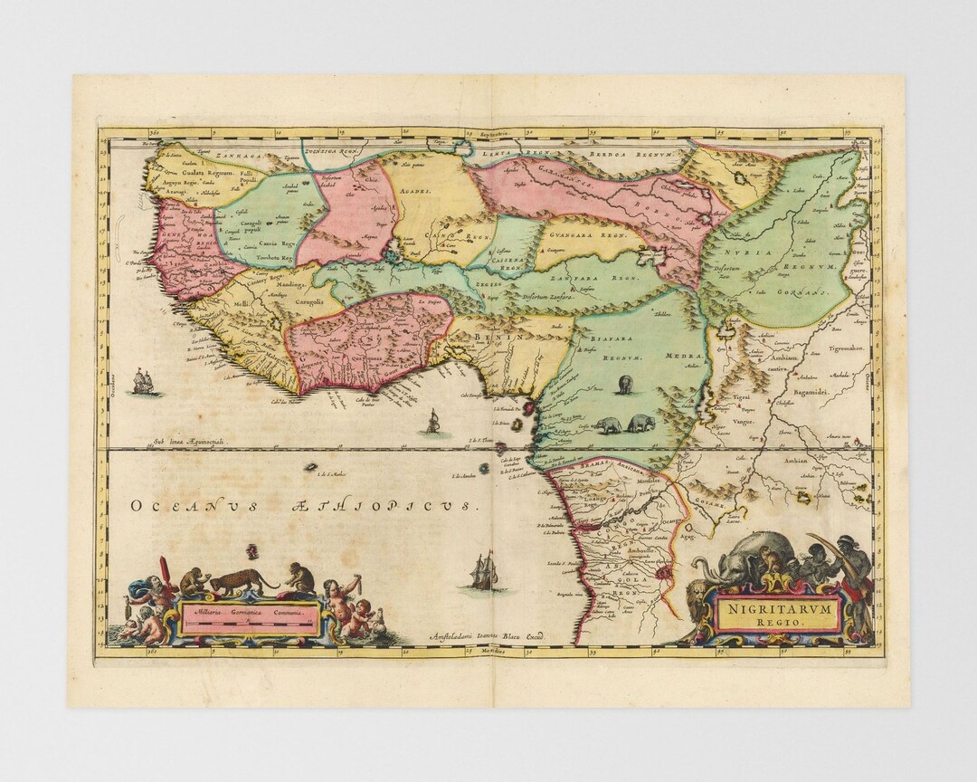 Map of West Africa } Old African Map: Lagos, Kinshasa, Accra - Etsy UK