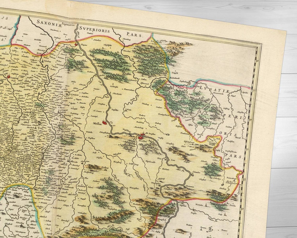 Map of Saxony } German Map: Chemnitz, Flha, Hohenstein Ernstthal - Etsy