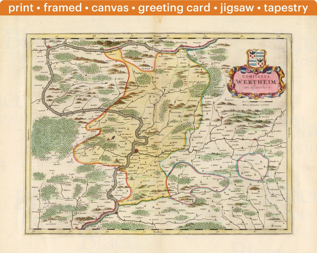 Main-tauber-kreis Old Map Tauberbischofsheim Wertheim - Etsy