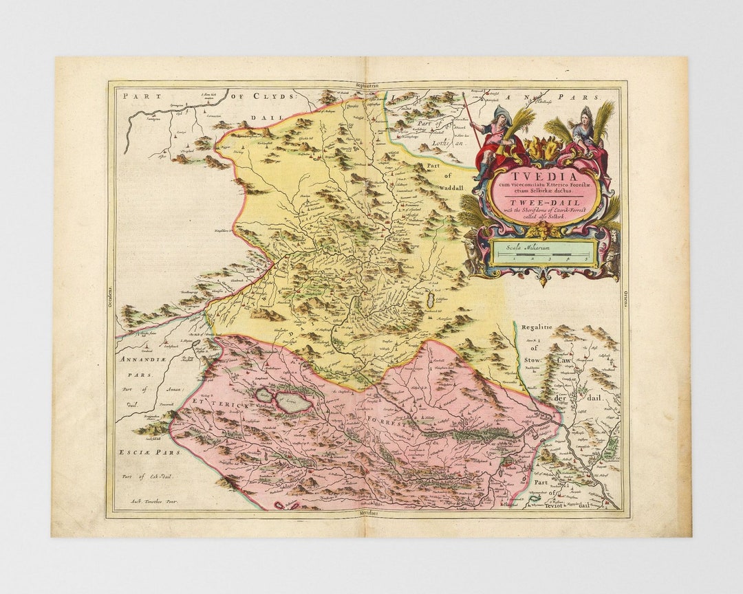 Tweeddale Old Map Innerleithen, Peebles, Cardrona, Traquair, Edinburgh ...