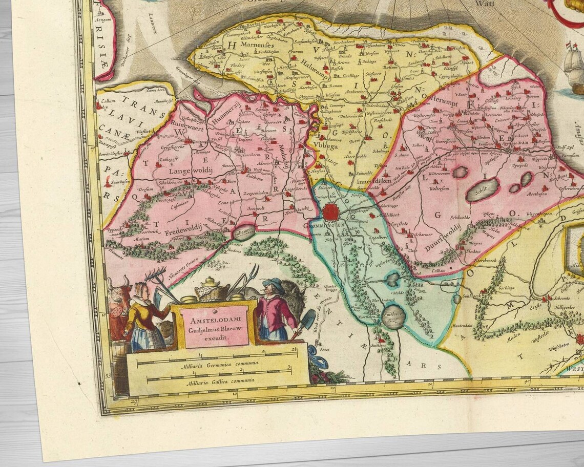 Groningen Old Map | appingedam, Uithuizen, Groningen, Delfzijl, Haren ...