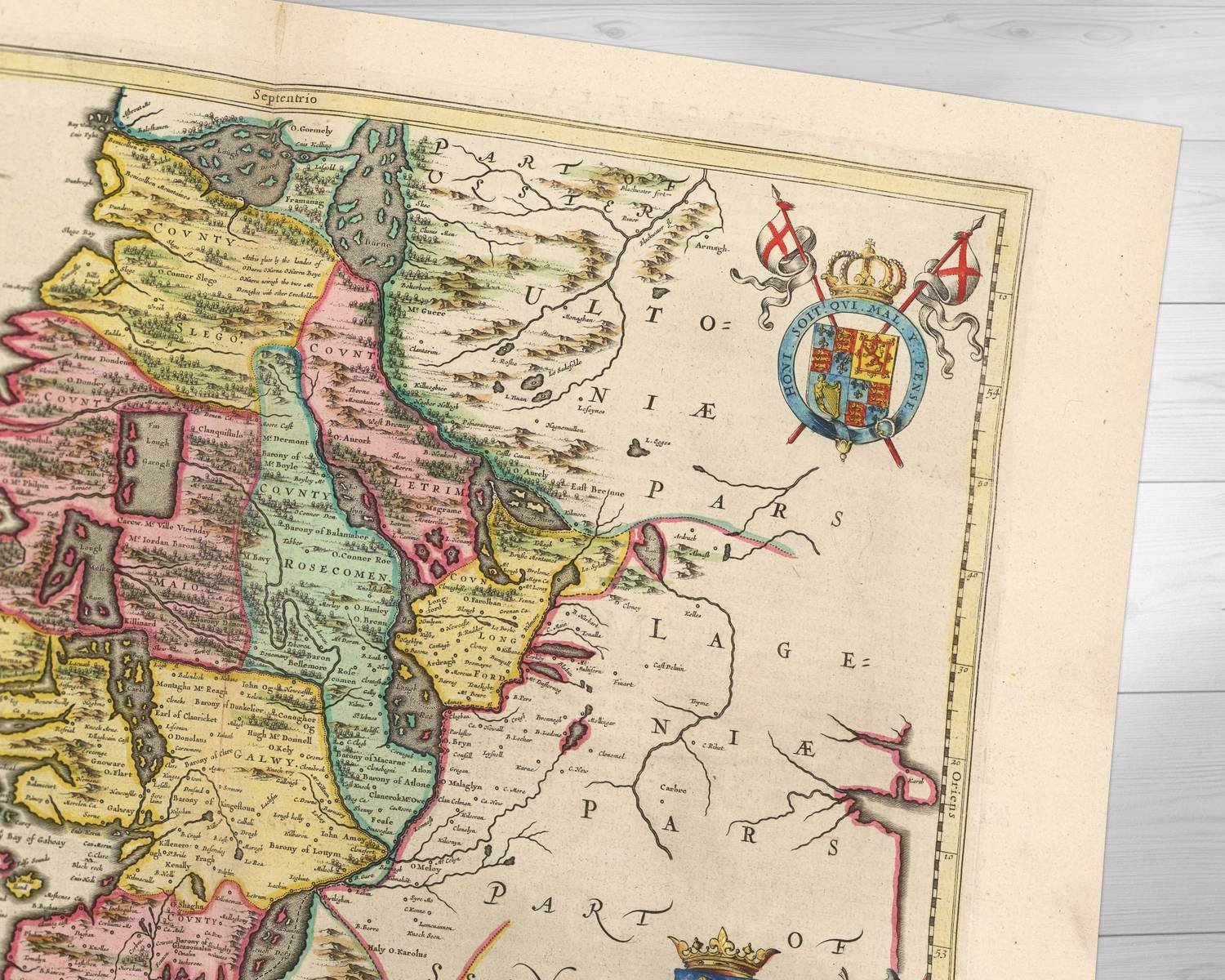 Ireland, Connacht Old Map Mountbellew, Athenry, Tuam, Ballyhaunis ...